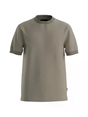 BOSS Ribbed-trim Wool T-shirt - Neutrals