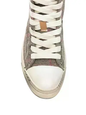 R13 Graffiti Print Plaid High Top Platform Sneakers