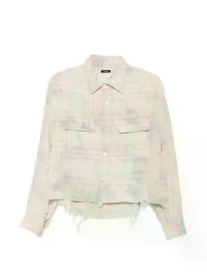 R13 Plaid Pattern Frayed Shirt - Neutrals