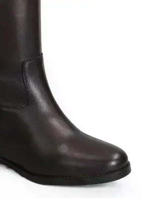 JULIE DEE Round-toe Leather Boots