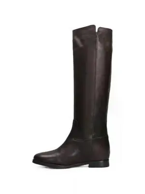 JULIE DEE Round-toe Leather Boots