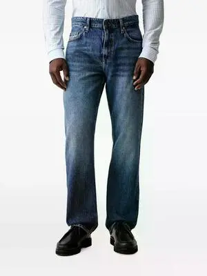 Guess Logo-patch Straight-leg Jeans - Blue
