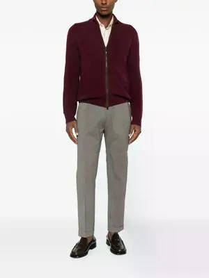 Canali Zip-up Ribbed-knit Sweater