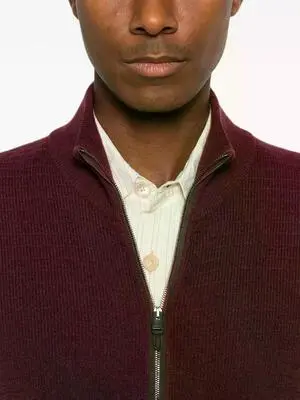 Canali Zip-up Ribbed-knit Sweater
