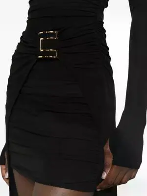 Elisabetta Franchi Ruched Logo-buckle Asymmetric Dress