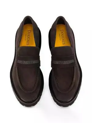 DOUCAL'S Stud-embellished Suede Loafers