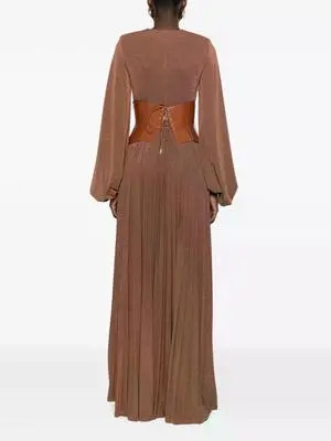 Elisabetta Franchi Pleated Lace-up Maxi Dress