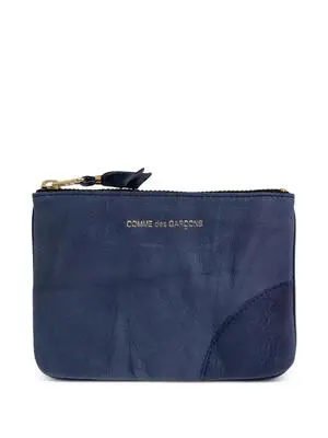 Comme Des Garçons Logo-print Calf Leather Pouch - Blue