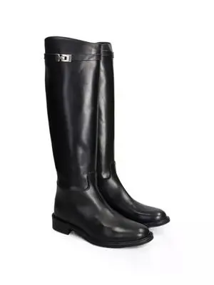 JULIE DEE Buckle-detail Leather Boots - Black
