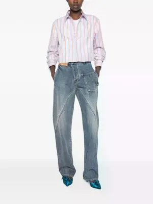 JW Anderson Striped Cropped Shirt - Blue