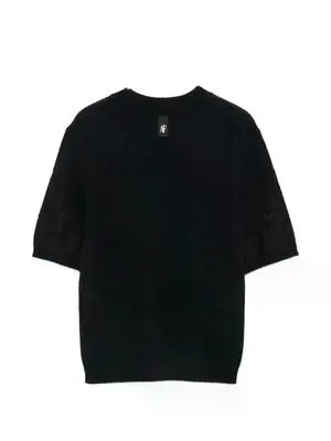 Alberta Ferretti Short Sleeve Sweater With Lace Paneling