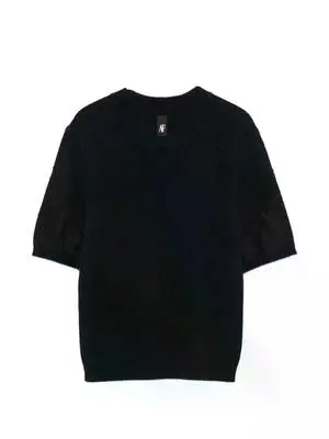 Alberta Ferretti Short Sleeve Sweater With Lace Paneling