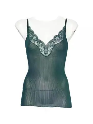 Saint Laurent Lace-trim Ribbed Camisole Top