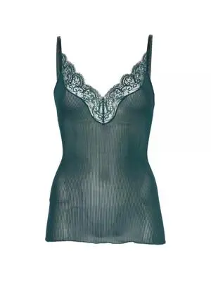 Saint Laurent Lace-trimmed Ribbed Camisole - Neutrals