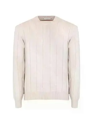 CRUCIANI Ribbed-knit Crew-neck Sweater - Neutrals