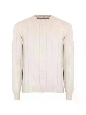 CRUCIANI Ribbed-knit Crewneck Sweater - Neutrals
