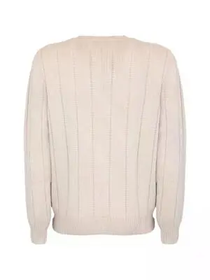 CRUCIANI Ribbed-knit Crewneck Sweater - Neutrals