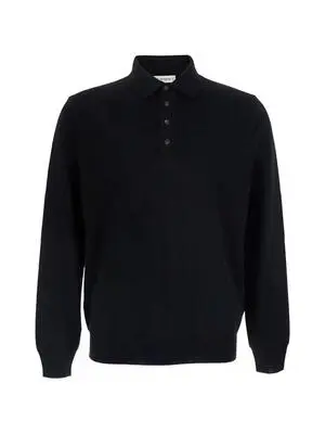 KANGRA Button-fastening Knitted Polo-shirt - Black