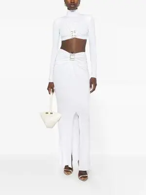 Elisabetta Franchi Cropped High Neck Top With Logo Plaque