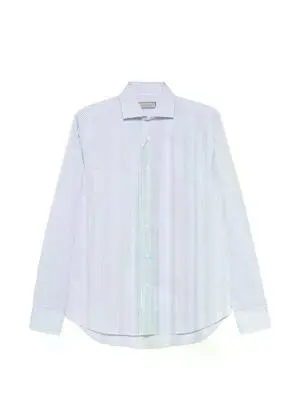 Canali Vertical-stripe Long-sleeve Shirt - Blue