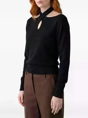 Federica Tosi Cross-neck Cut-out Sweater - Black