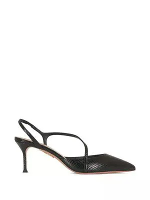 AQUAZZURA Snake-effect Slingback Pumps - Black