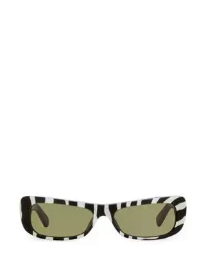 Jacquemus X Linda Farrow Capri Rectangular Sunglasses In Zebra Black - White