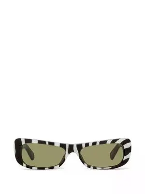 Jacquemus X Linda Farrow Capri Rectangular Sunglasses In Zebra Black - White