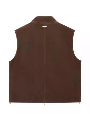 TOMBOLINI Suede Band-collar Vest - Brown