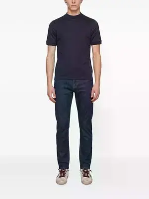 Canali Mock-neck T-shirt - Blue