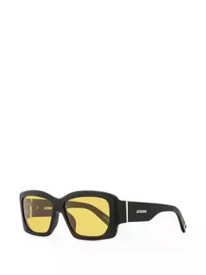 Jacquemus X Linda Farrow Croisiere Rectangular Sunglasses In Matt - Black