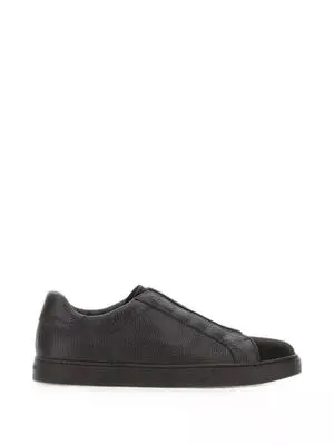 DOUCAL'S Grainy-leather Panelled Sneakers - Brown