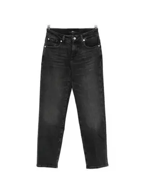 7 For All Mankind Faded-effect Cropped Jeans - Black