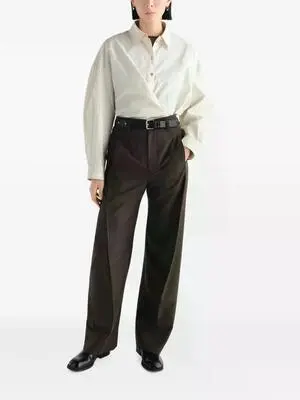 LEMAIRE Baggy Pants In Tropical Wool Blend - Brown