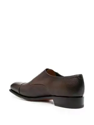 Santoni Double-strap Grained Leather Monk Shoes