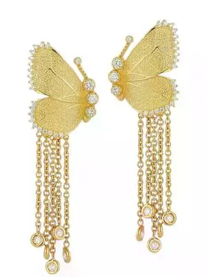 TANYA FARAH Medium Butterfly Wing Diamond Drop Earrings