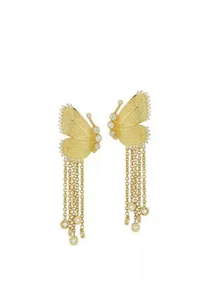 TANYA FARAH Medium Butterfly Wing Diamond Drop Earrings - Gold