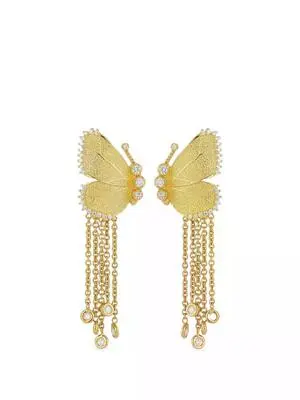 TANYA FARAH Medium Butterfly Wing Diamond Drop Earrings - Gold