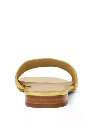 Ralph Lauren Leather Flat Mules With Embroidered Logo