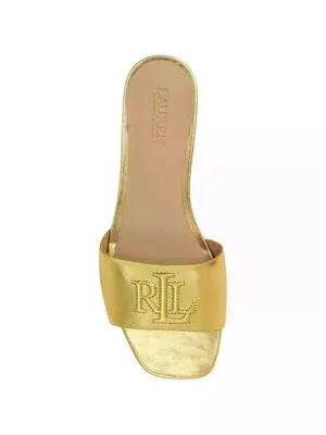 Ralph Lauren Leather Flat Mules With Embroidered Logo