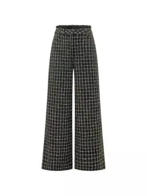 MSGM Tweed Frayed-edge Trousers - Black