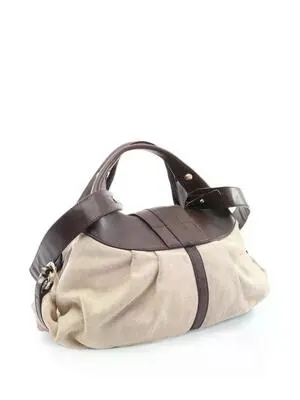 BVLGARI 2000-2010 Canvas Chandra Satchel - Neutrals