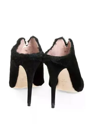 Miu Miu Shearling Peep-toe Ankle Boots