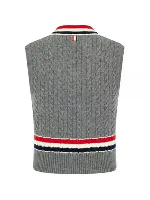 Thom Browne Cable-knit Striped Wool Vest