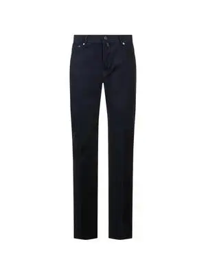 Kiton Logo Patch Straight-leg Trousers - Blue