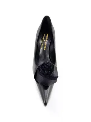 MADISON MAISON Floral Appliqué Pointed-toe Pumps