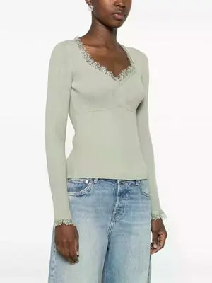 TWINSET Lace-trimmed Ribbed Jumper