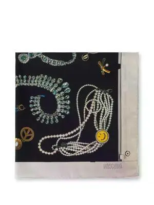 Moschino Graphic-print Silk Scarf - Black