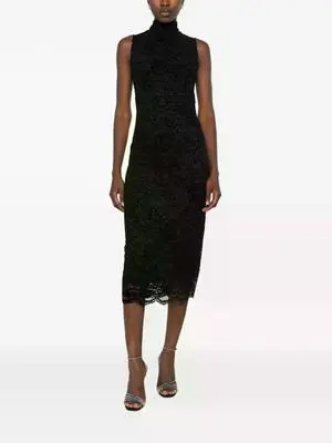 TWINSET Sleeveless Floral Lace High Neck Midi Dress