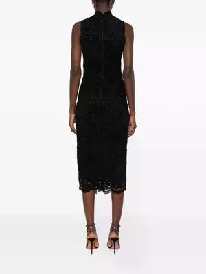 TWINSET Sleeveless Floral Lace High Neck Midi Dress